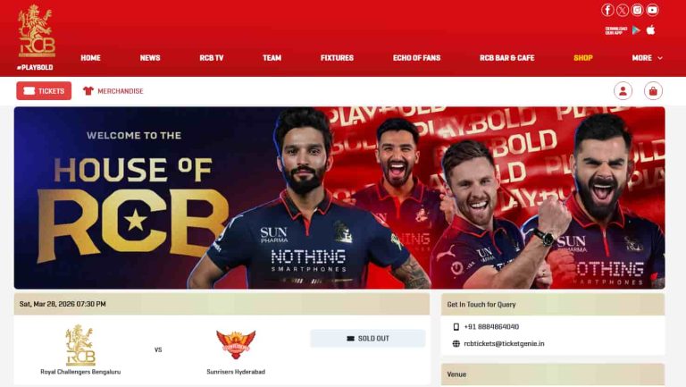 RCB vs SRH IPL 2026 Match 1 Tickets, Prices & Booking Guide